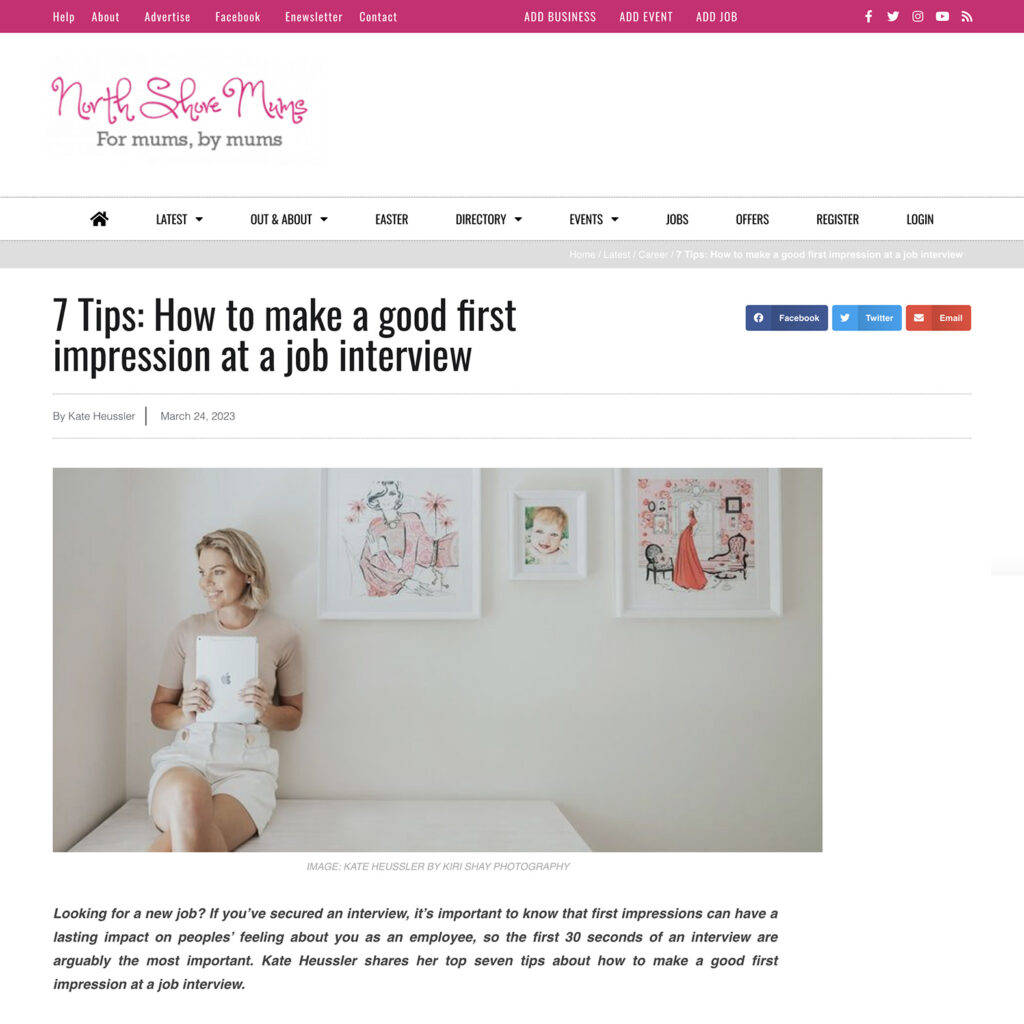 North Shore Mums: How to make a good first impression at a job ...